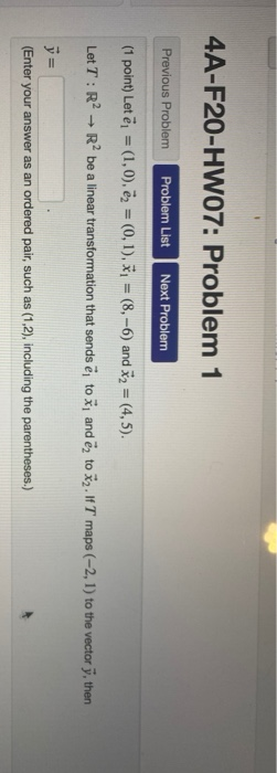 Solved 4A-F20-HW07: Problem 1 Previous Problem Problem List | Chegg.com