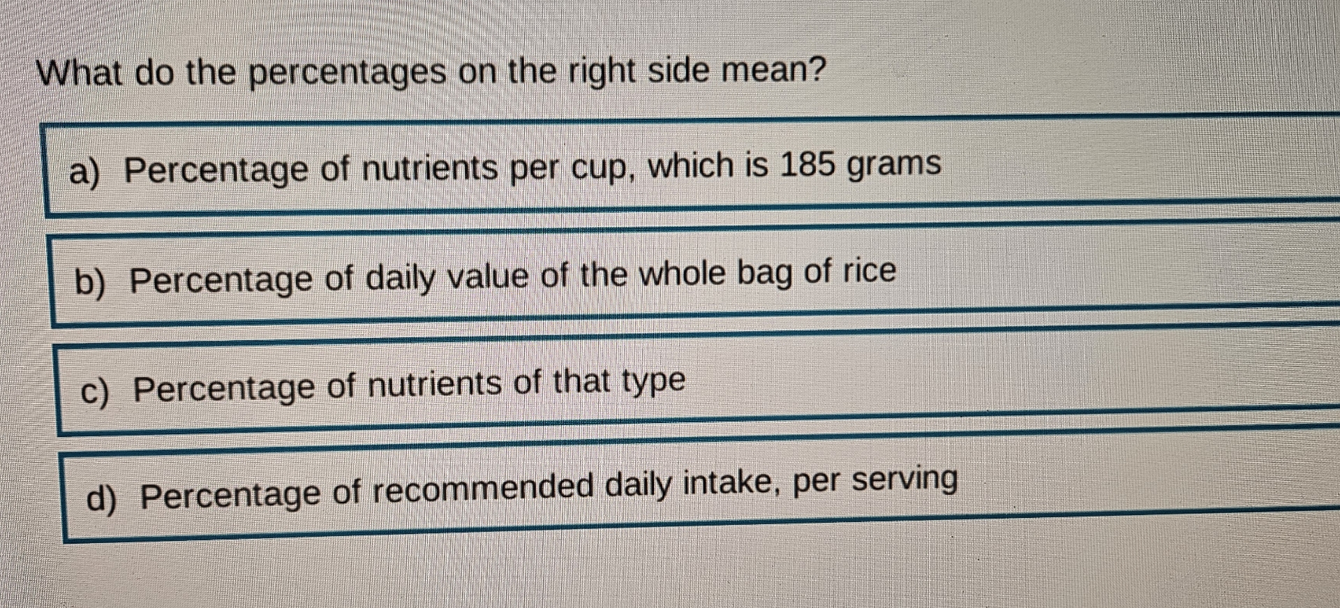 Solved What do the percentages on the right side mean?a) | Chegg.com