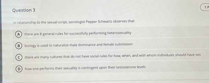 Question 3 In Relationship To The Sexual Script