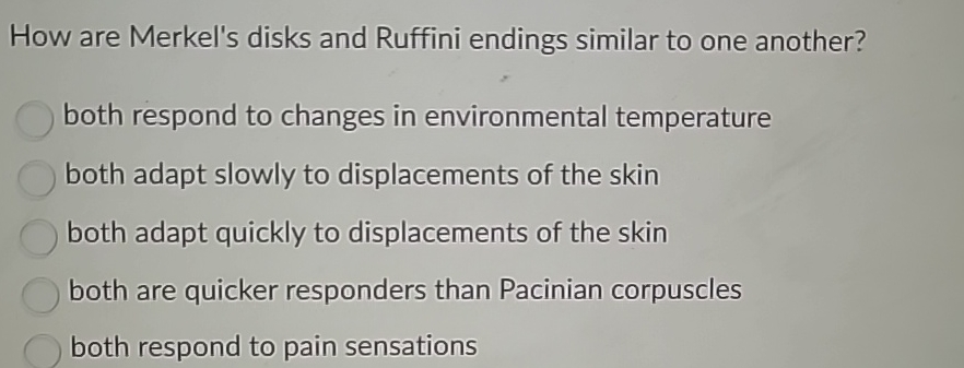Solved How are Merkel's disks and Ruffini endings similar to | Chegg.com