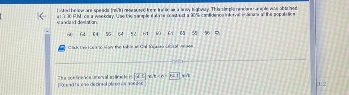 Solved Listed below are speeds (mih) measured from traffic | Chegg.com