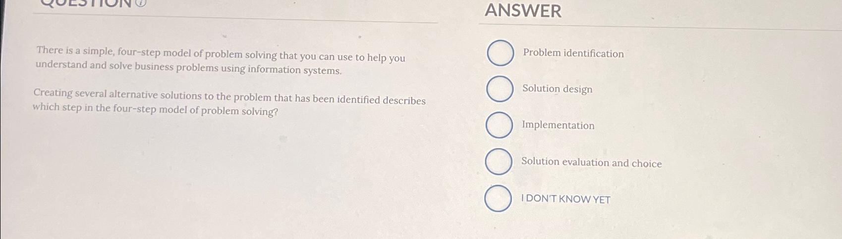 Solved ANSWERThere is a simple, four-step model of problem | Chegg.com