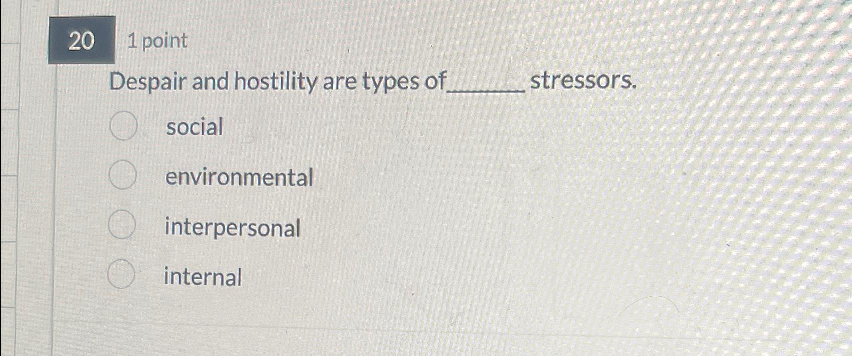 Solved 201 ﻿pointDespair and hostility are types of | Chegg.com