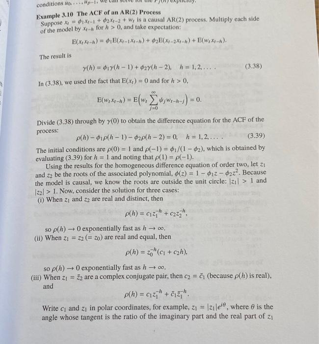Solved 3.7 For the AR(2) series shown below, use the results | Chegg.com