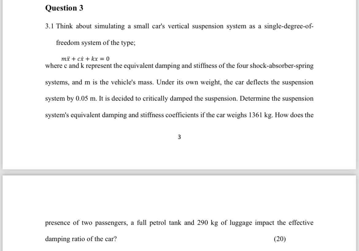 Solved Question 33.1 ﻿Think about simulating a small car's | Chegg.com