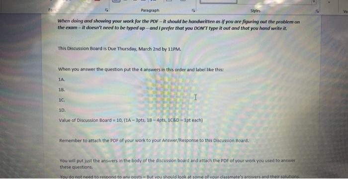 When doing and showing your work for the PDF - it | Chegg.com