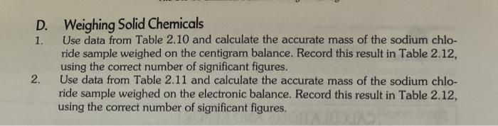 THE USE OF CHEMICAL BALANCES A. The Centigram Balance | Chegg.com