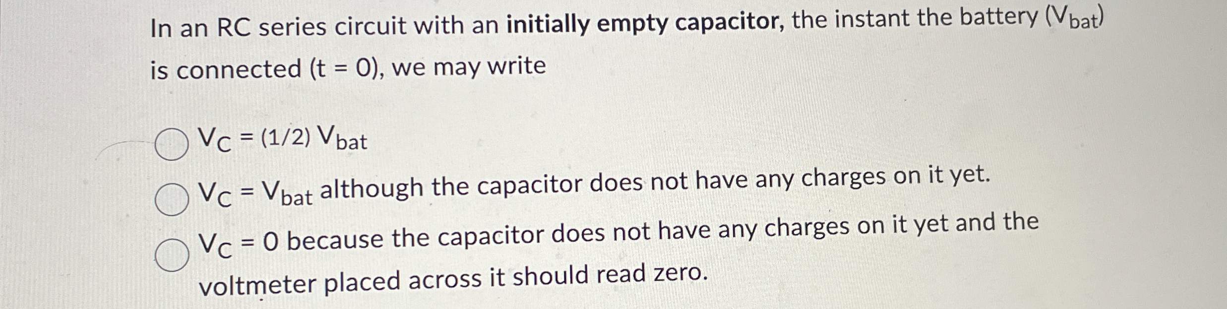 Solved In an RC ﻿series circuit with an initially empty | Chegg.com