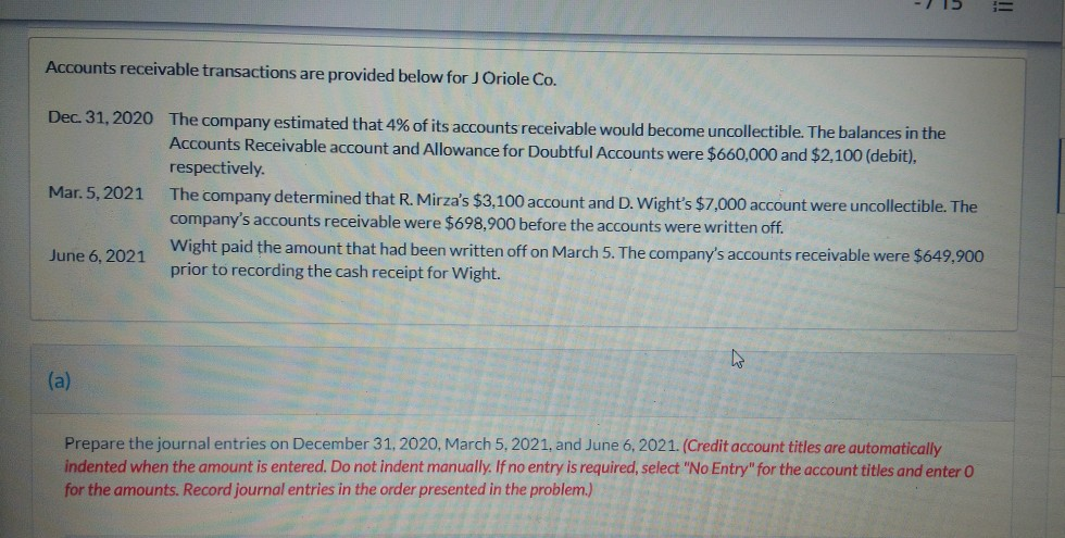 Solved = Accounts receivable transactions are provided below | Chegg.com