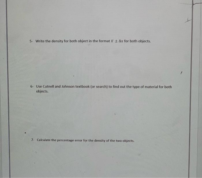 Solved Object Trial me) Deviation (8) Deviation (cm) Length | Chegg.com