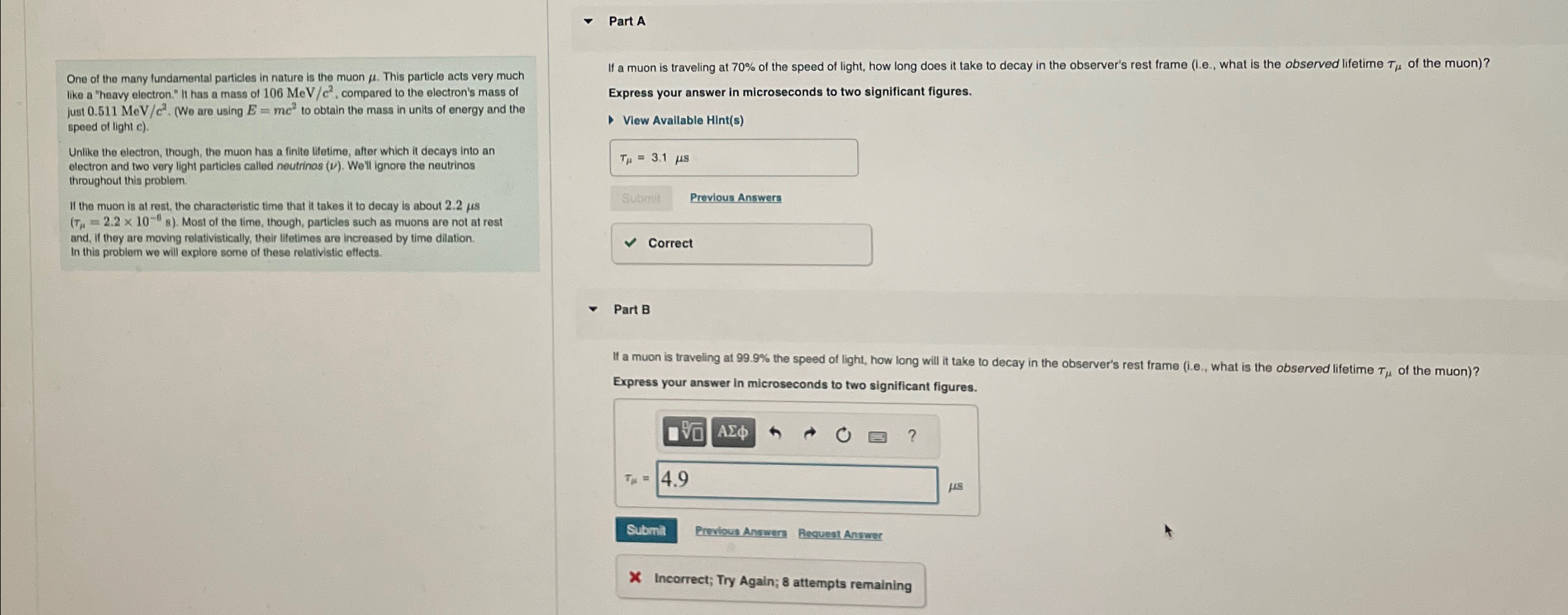 Solved Part AOne of the many fundamental particles in nature | Chegg.com