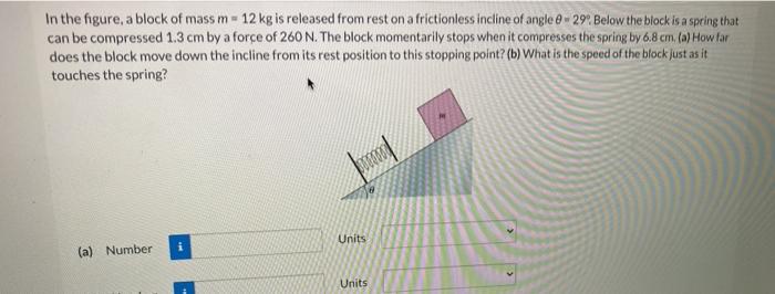 Solved In the figure, a block of massm-12 kg is released | Chegg.com