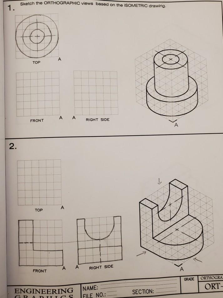 Solved Draw three standard views of the following object | Chegg.com