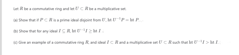 Let R ﻿be a commutative ring and let UsubR be a | Chegg.com