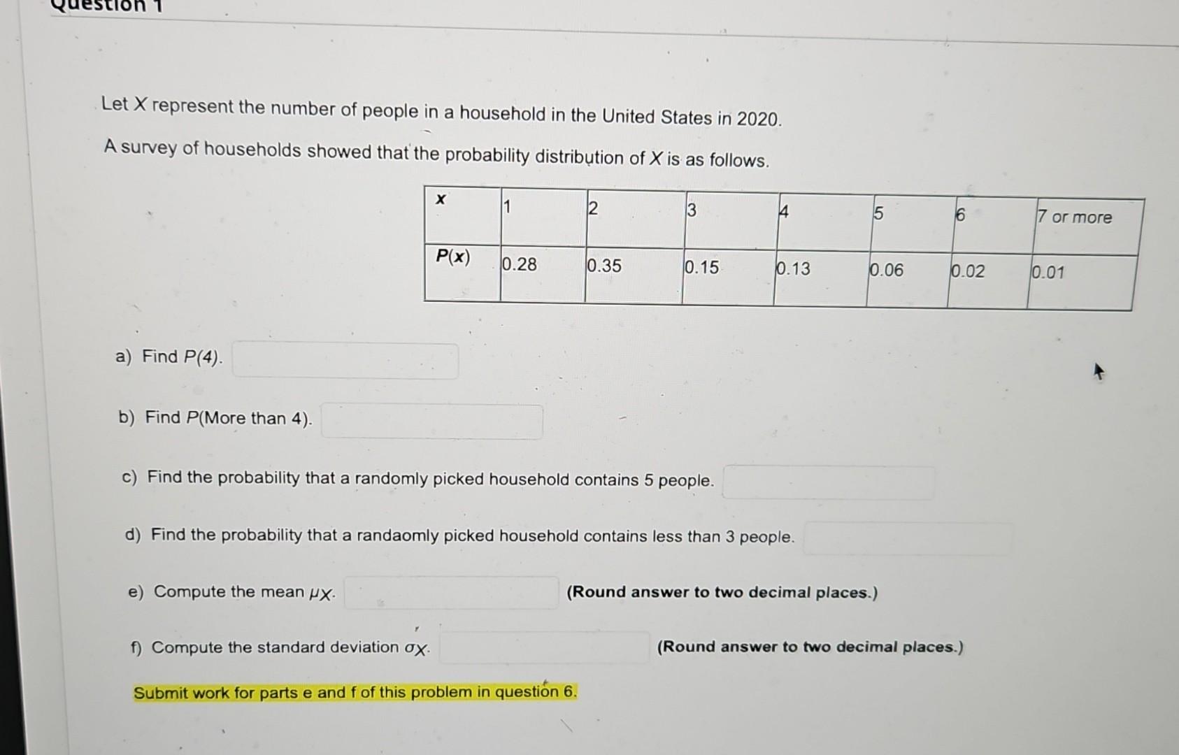 Solved Let X represent the number of people in a household | Chegg.com