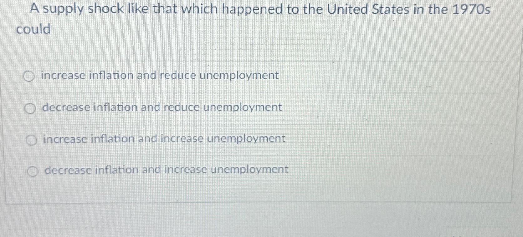 Solved A supply shock like that which happened to the United | Chegg.com