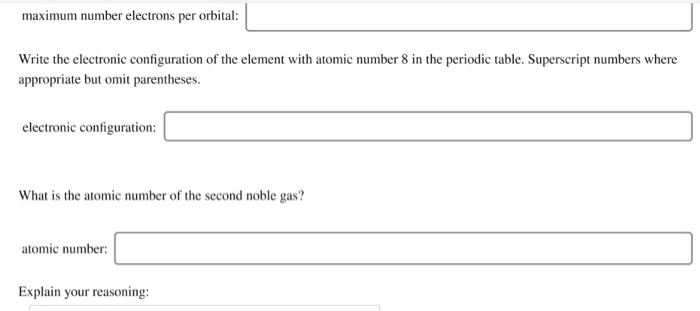 Solved maximum number electrons per orbital: Write the | Chegg.com