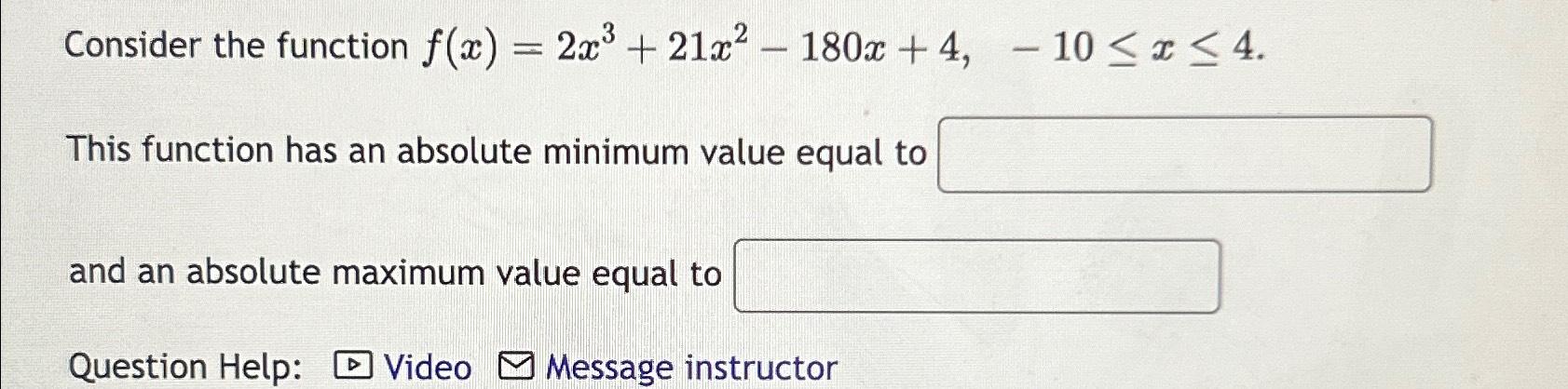Solved Consider the function | Chegg.com