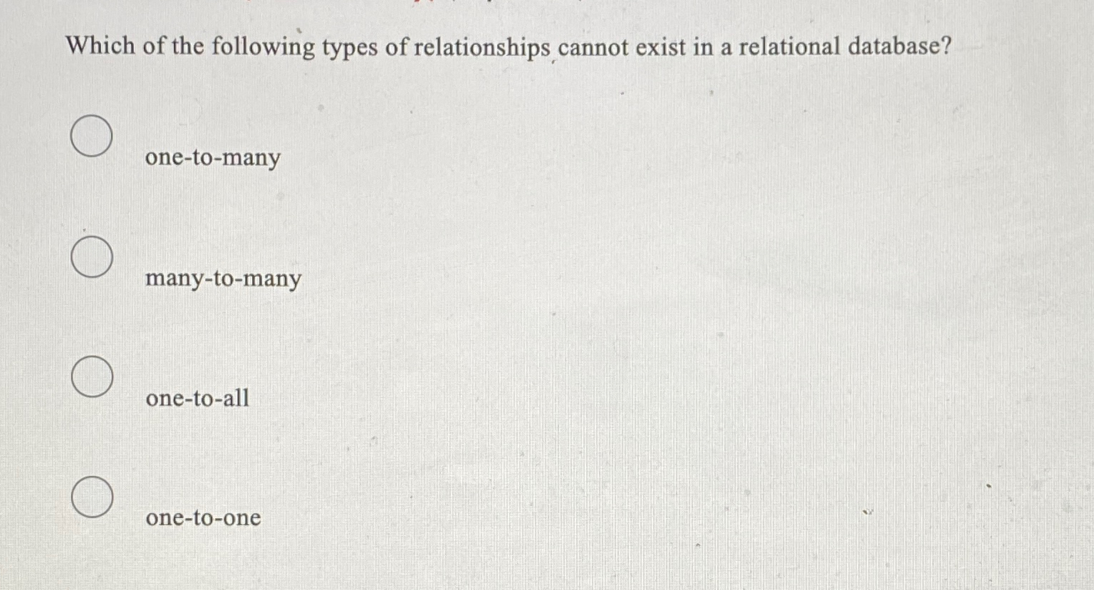 Solved Which of the following types of relationships cannot | Chegg.com