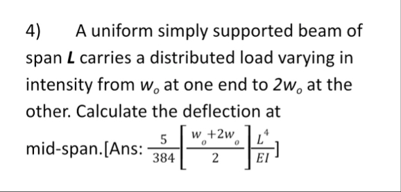 Solved A uniform simply supported beam of span L ﻿carries a | Chegg.com