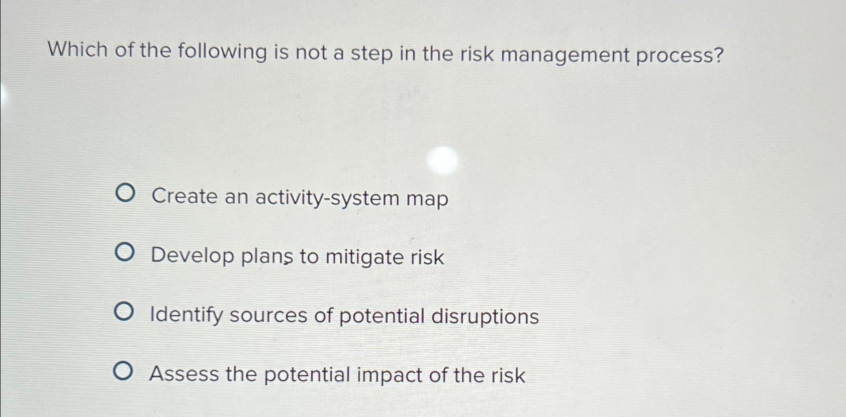 Solved Which of the following is not a step in the risk | Chegg.com