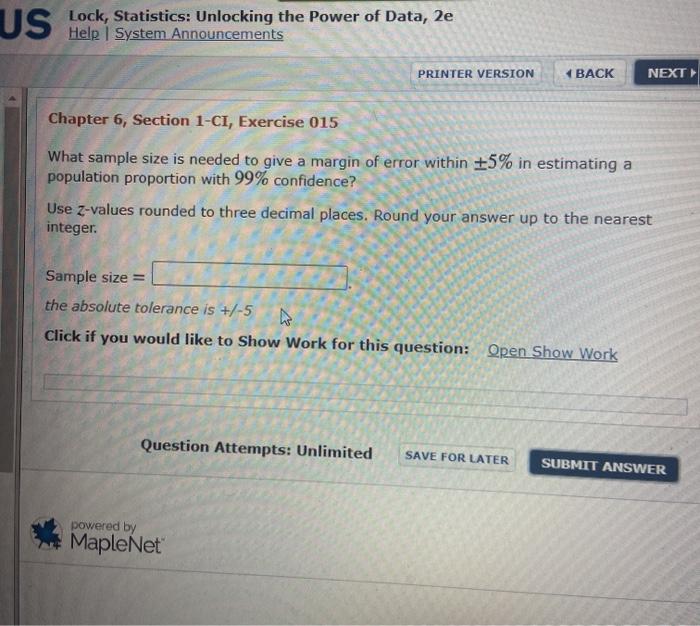 Solved US , Lock, Statistics: Unlocking the Power of Data, | Chegg.com