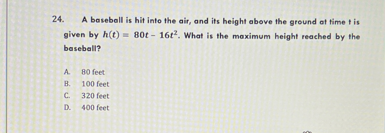 Solved A baseball is hit into the air, and its height above | Chegg.com