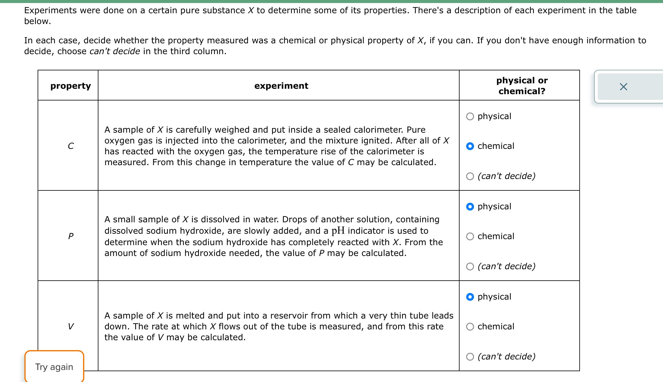 Solved Experiments were done on a certain pure substance x | Chegg.com
