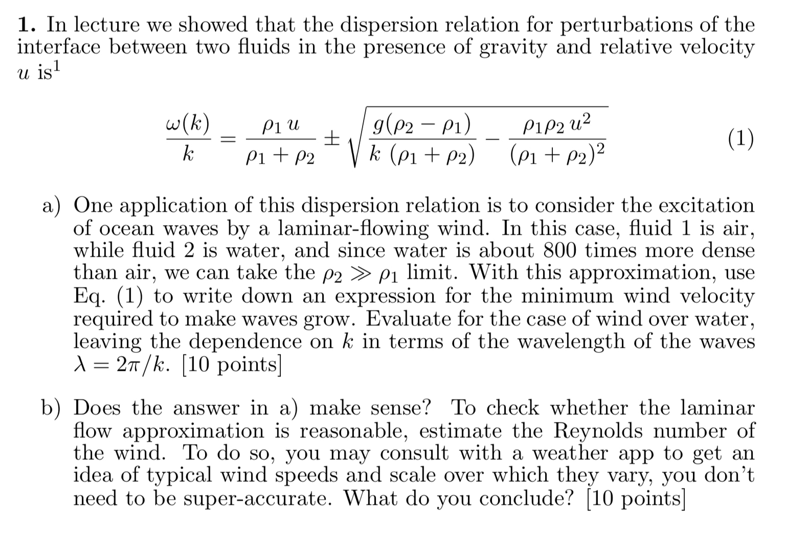 Solved In lecture we showed that the dispersion relation for | Chegg.com