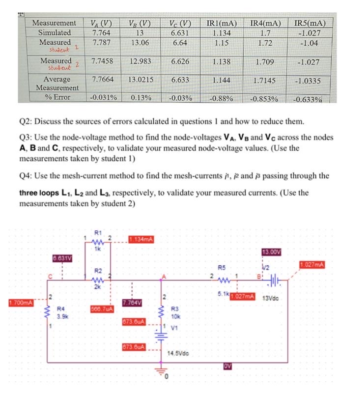 Solved \table[[Measurement,VA(V),VB(V),VC(V),IR1 (mA),IR4(mA | Chegg.com