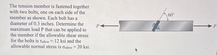 Solved The tension member is fastened together with two | Chegg.com