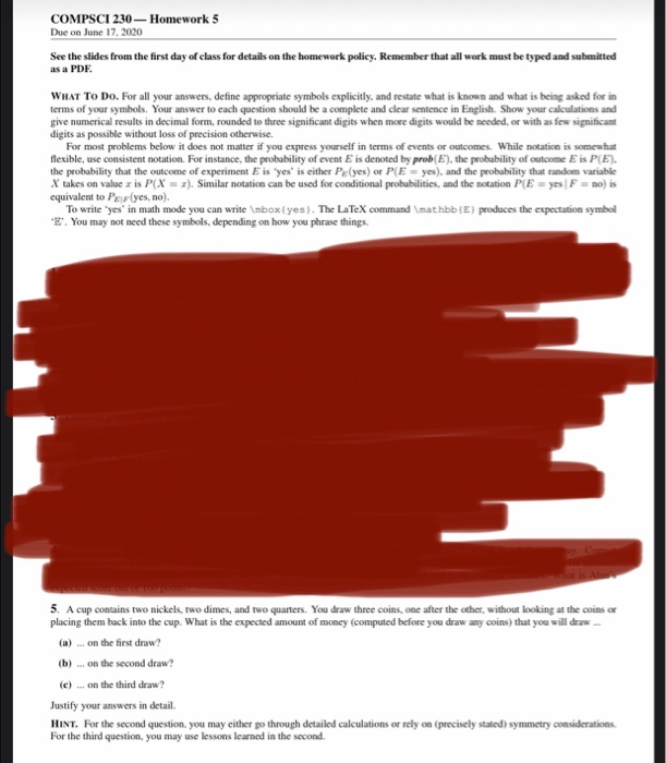 COMPSCI 230-Homework 5 Due on June 17, 2020 See the | Chegg.com