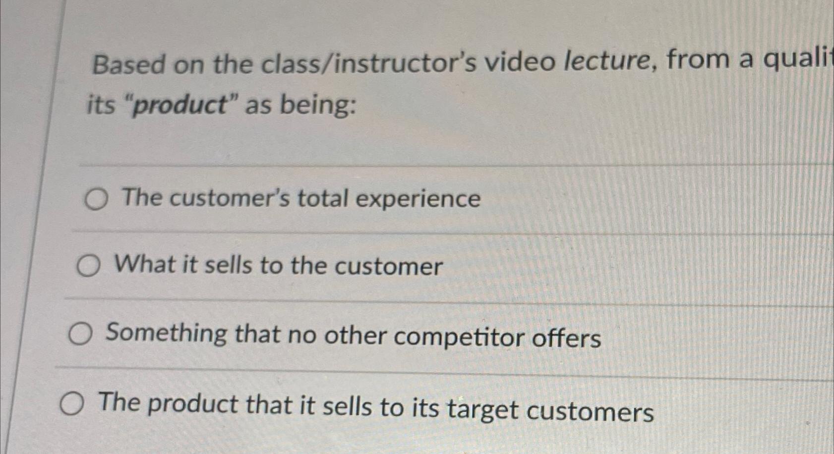 Solved Based on the class/instructor's video lecture, from a | Chegg.com