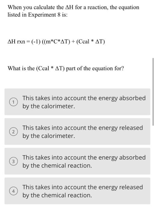 Solved When you calculate the AH for a reaction, the | Chegg.com