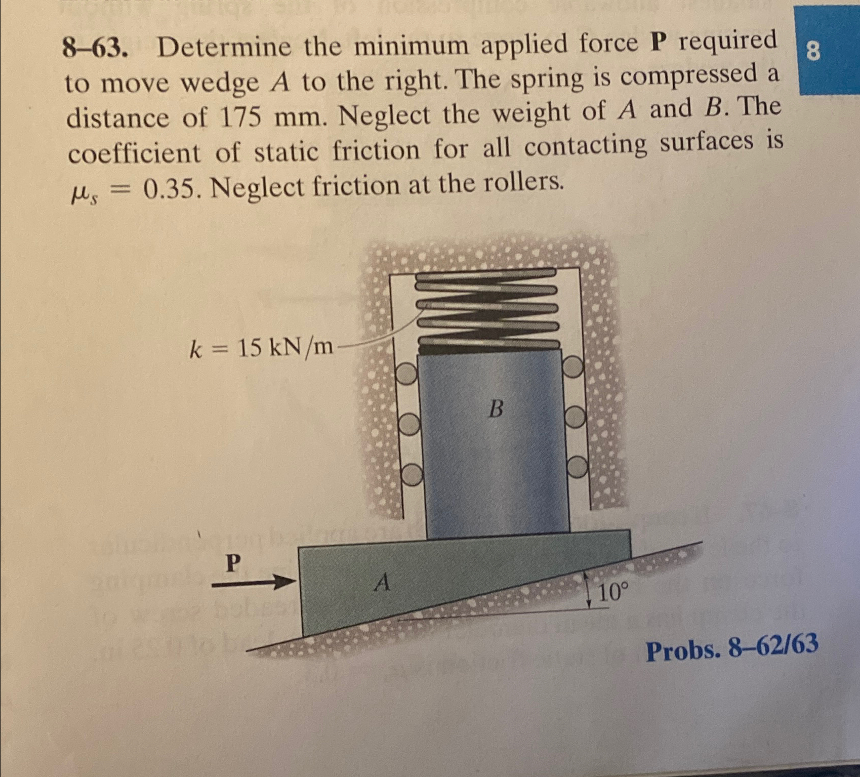 Solved 8 63 ﻿determine The Minimum Applied Force P