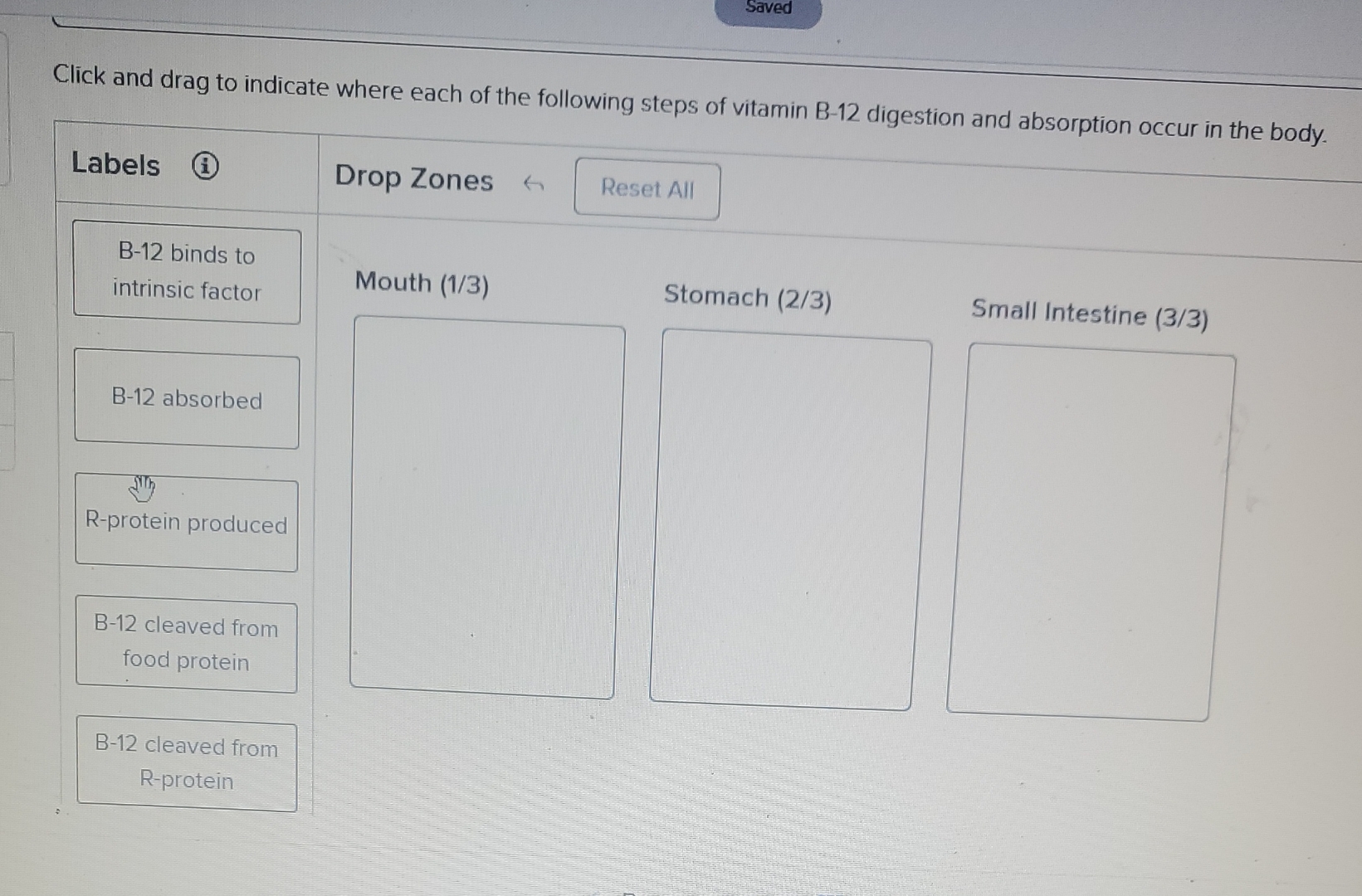 Solved SavedClick and drag to indicate where each of the | Chegg.com