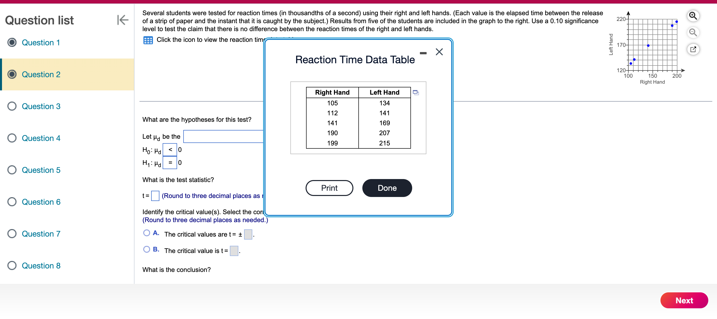 Solved Several students were tested for reaction times (in | Chegg.com