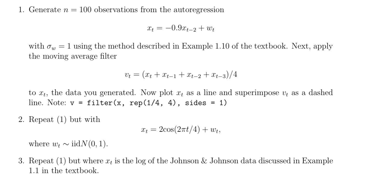Generate n=100 ﻿observations from the | Chegg.com
