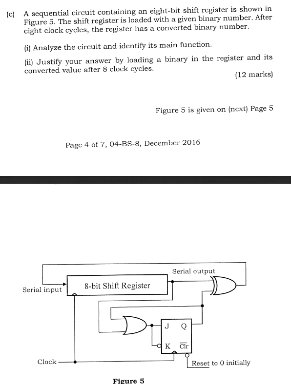 Solved (c) ﻿A sequential circuit containing an eight-bit | Chegg.com