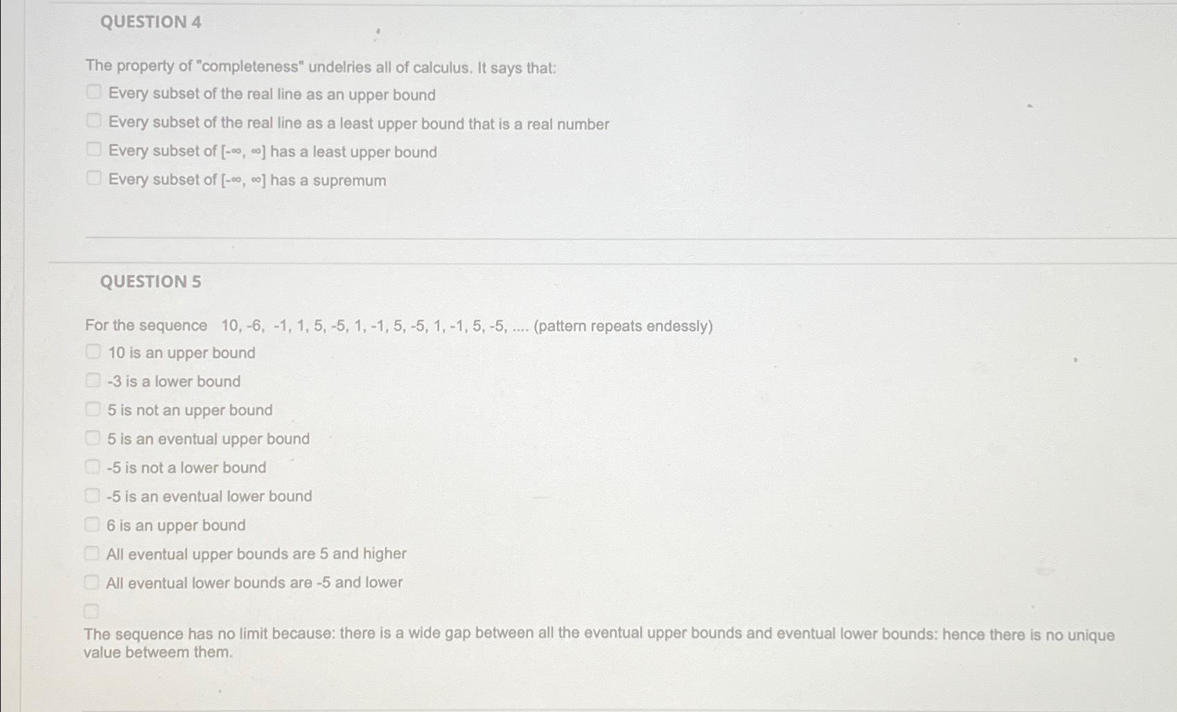 Solved QUESTION 4The property of "completeness" undelries | Chegg.com