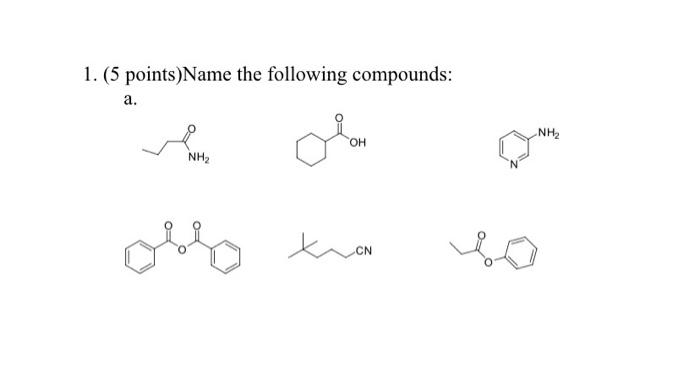 Solved 1. (5 points)Name the following compounds: a. NH он | Chegg.com