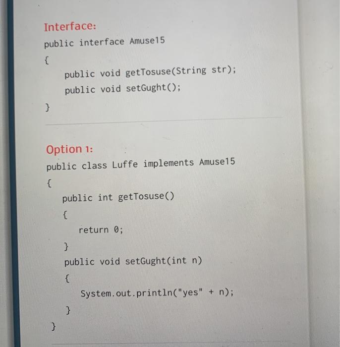Solved Which implementation of the Luffe class compiles | Chegg.com