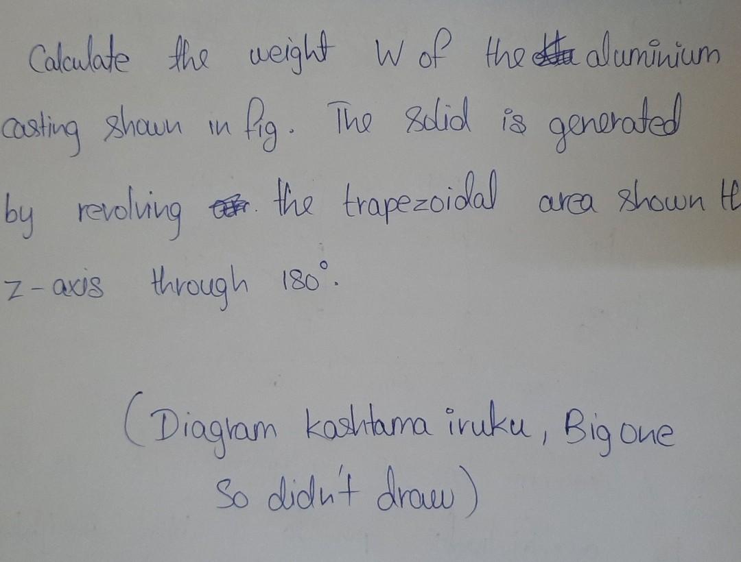 Solved Calculate the weight W of the the aluminium casting | Chegg.com