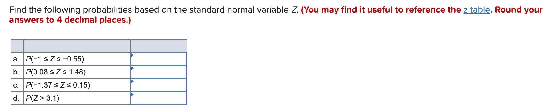 Solved Find the following probabilities based on the | Chegg.com