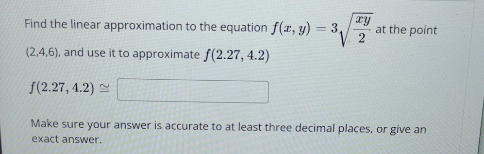 Solved Find the linear approximation to the equation | Chegg.com