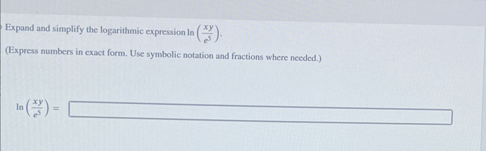 Solved Expand and simplify the logarithmic expression | Chegg.com