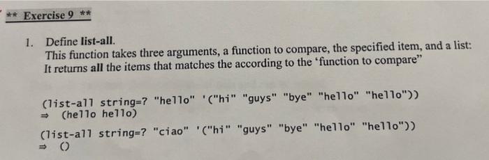 Solved 1. Define list-all. This function takes three | Chegg.com