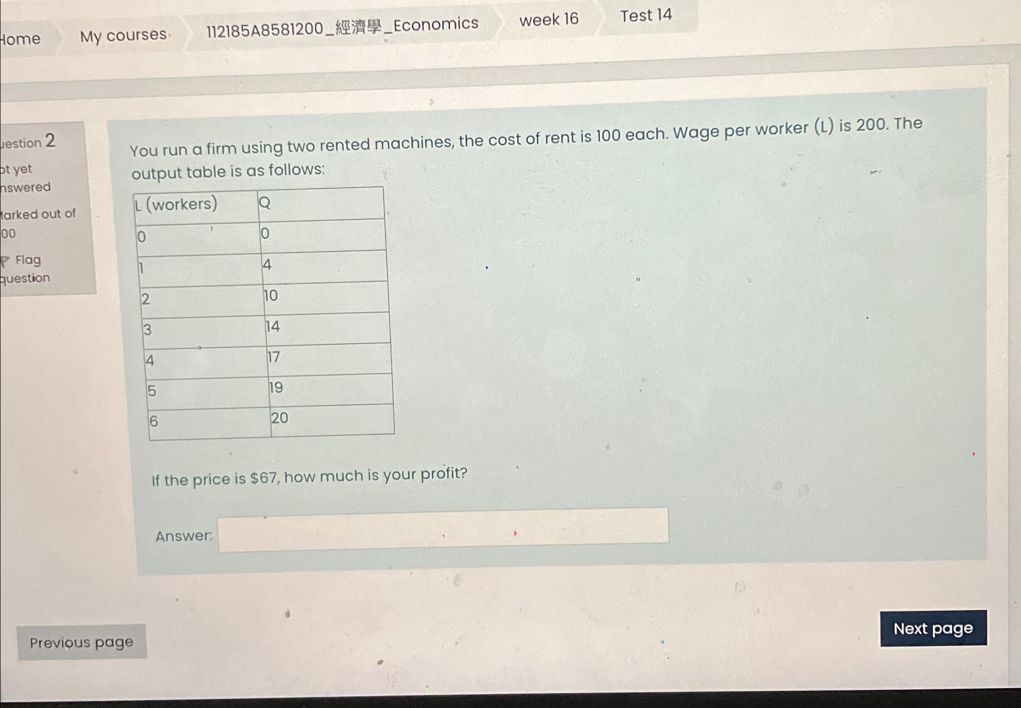 Solved My courses.112185A8581200_經濟學_Economicsweek 16Test | Chegg.com