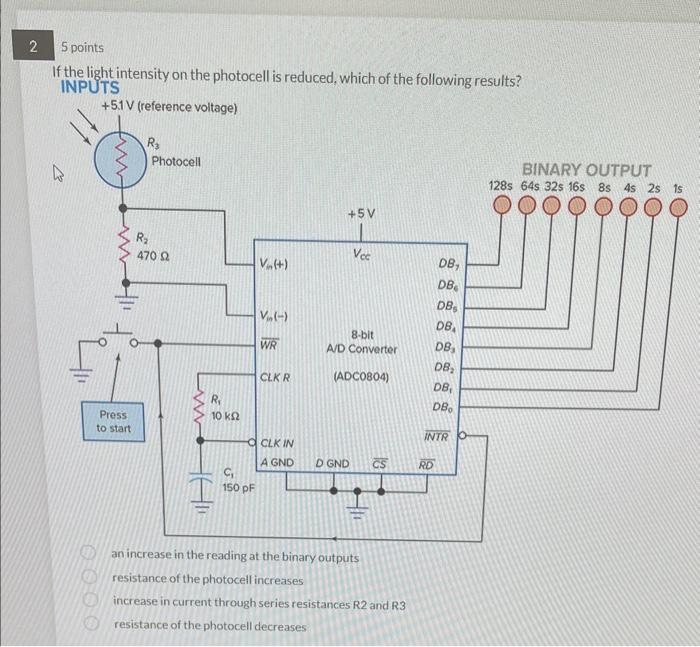 Solved If the light intensity on the photocell is reduced, | Chegg.com