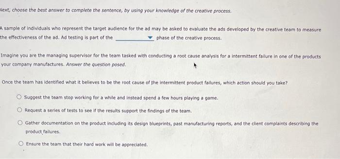 Solved lext, choose the best answer to complete the | Chegg.com